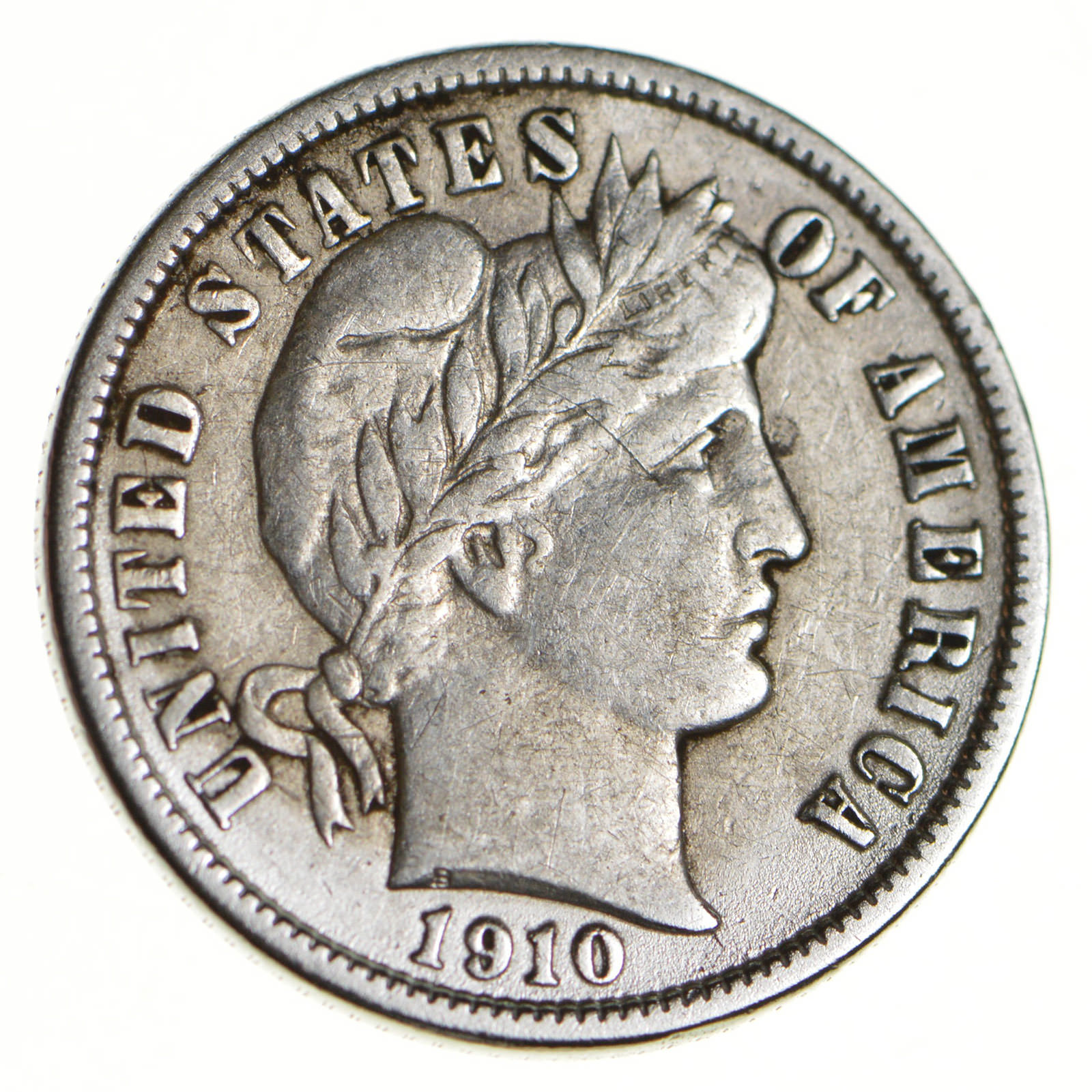 Higher Grade 1910 Barber Liberty US Silver Dime Great Detail In