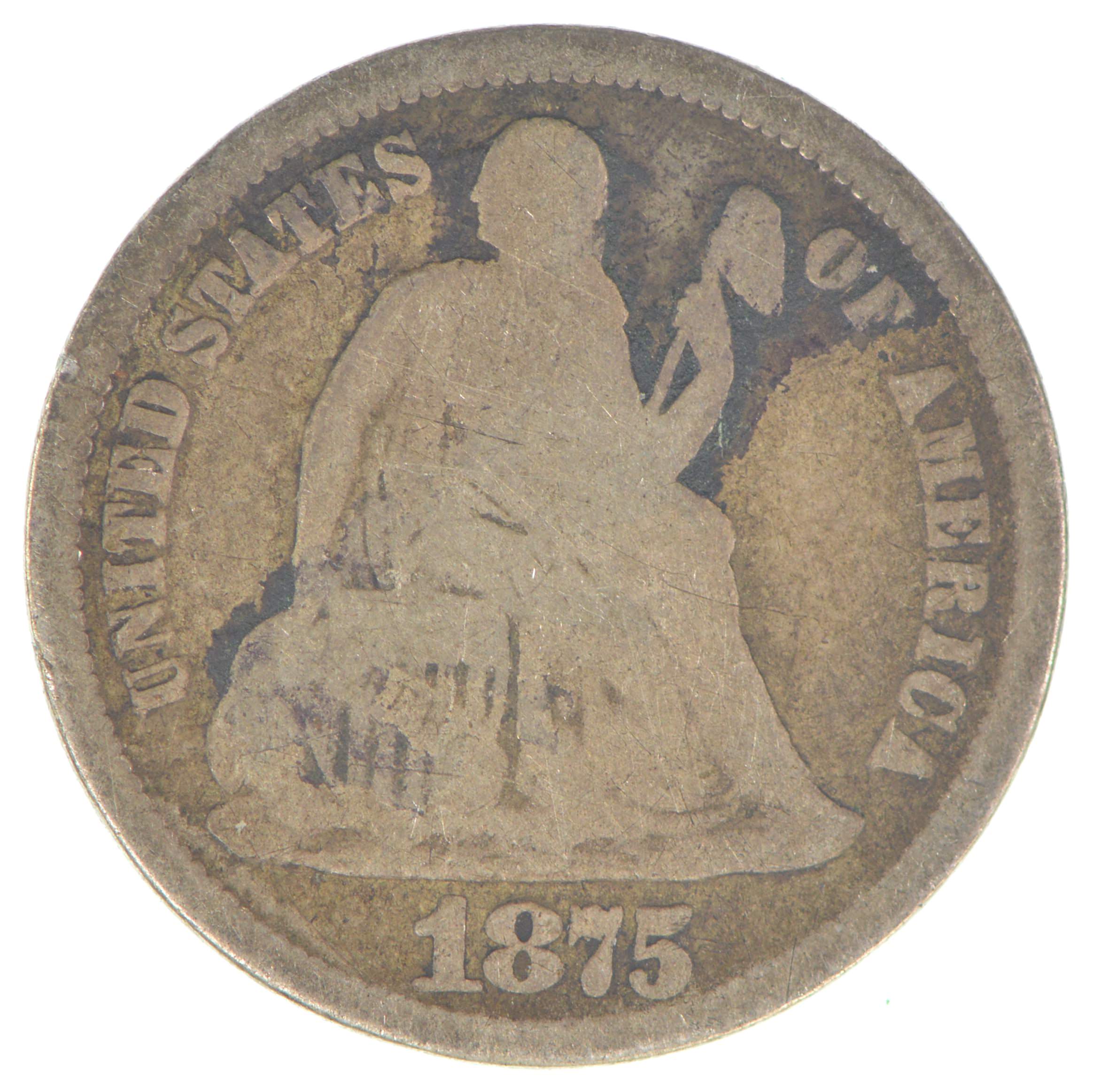 Historic 1875 Seated Liberty Dime | Property Room