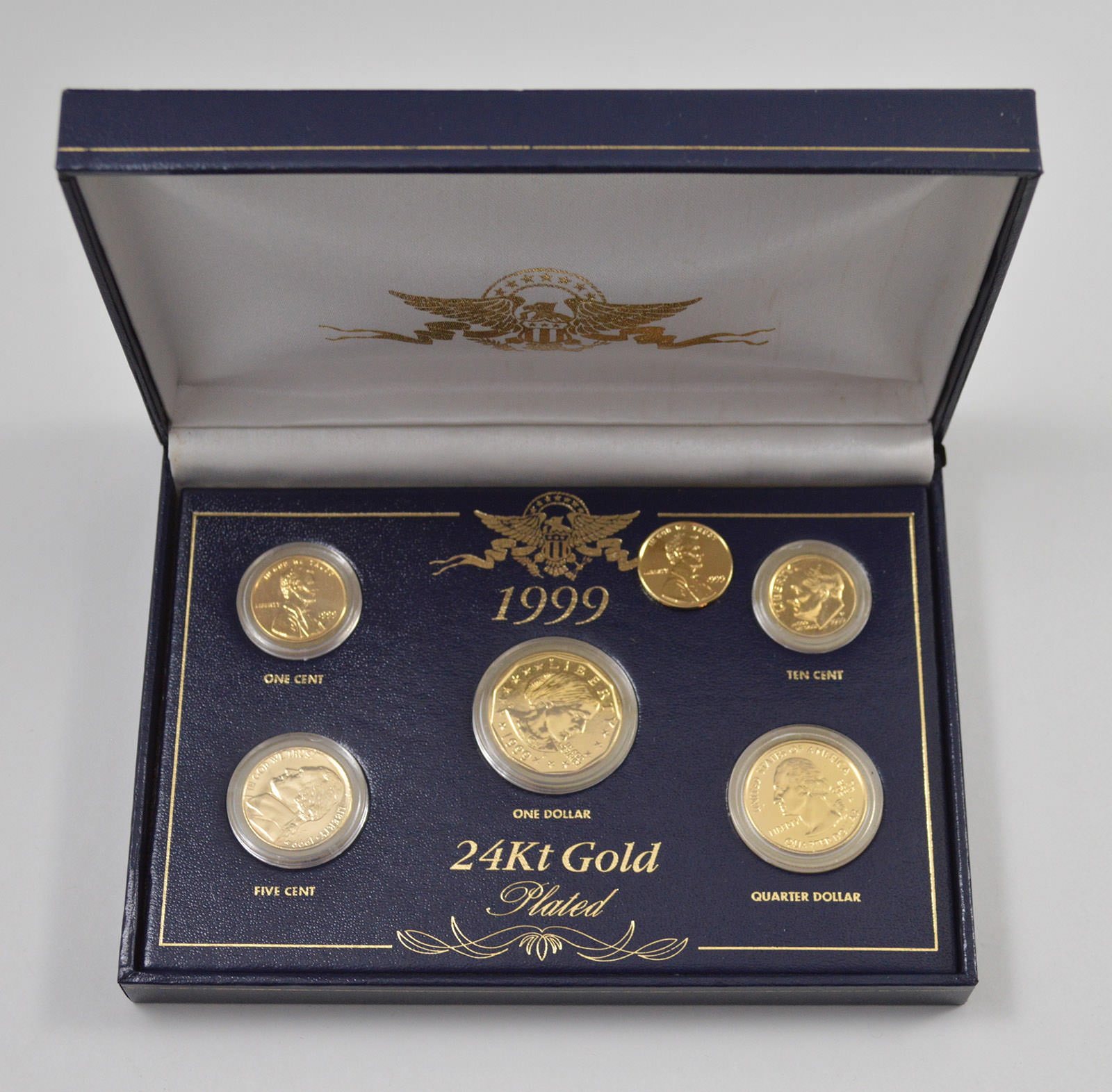 Historic Coin Collection - 24 Karat Gold Plated 1999 US Type Coins Box ...