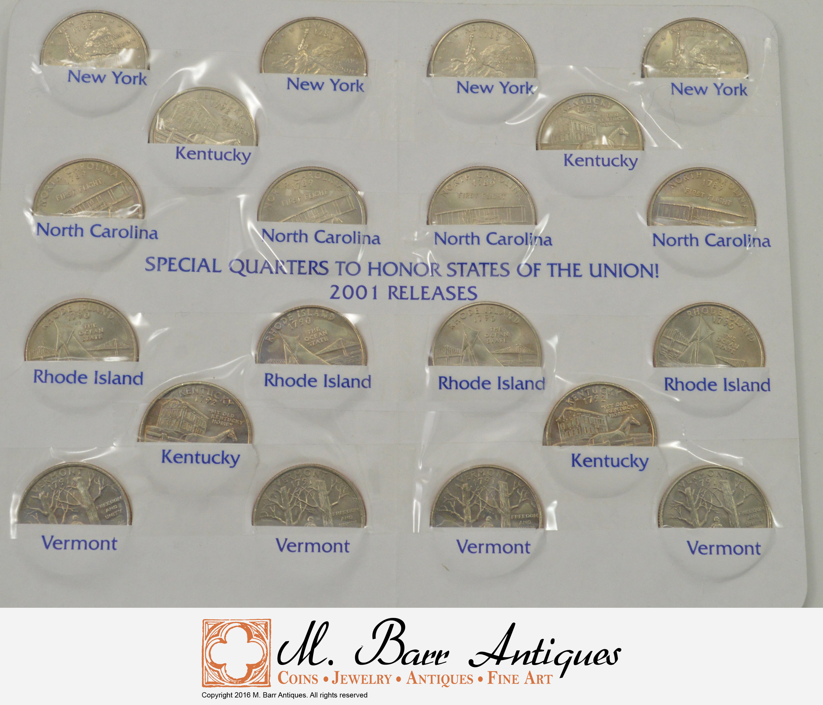 Historic Coin Collection - Commemorative State Quarters of 2001 ...