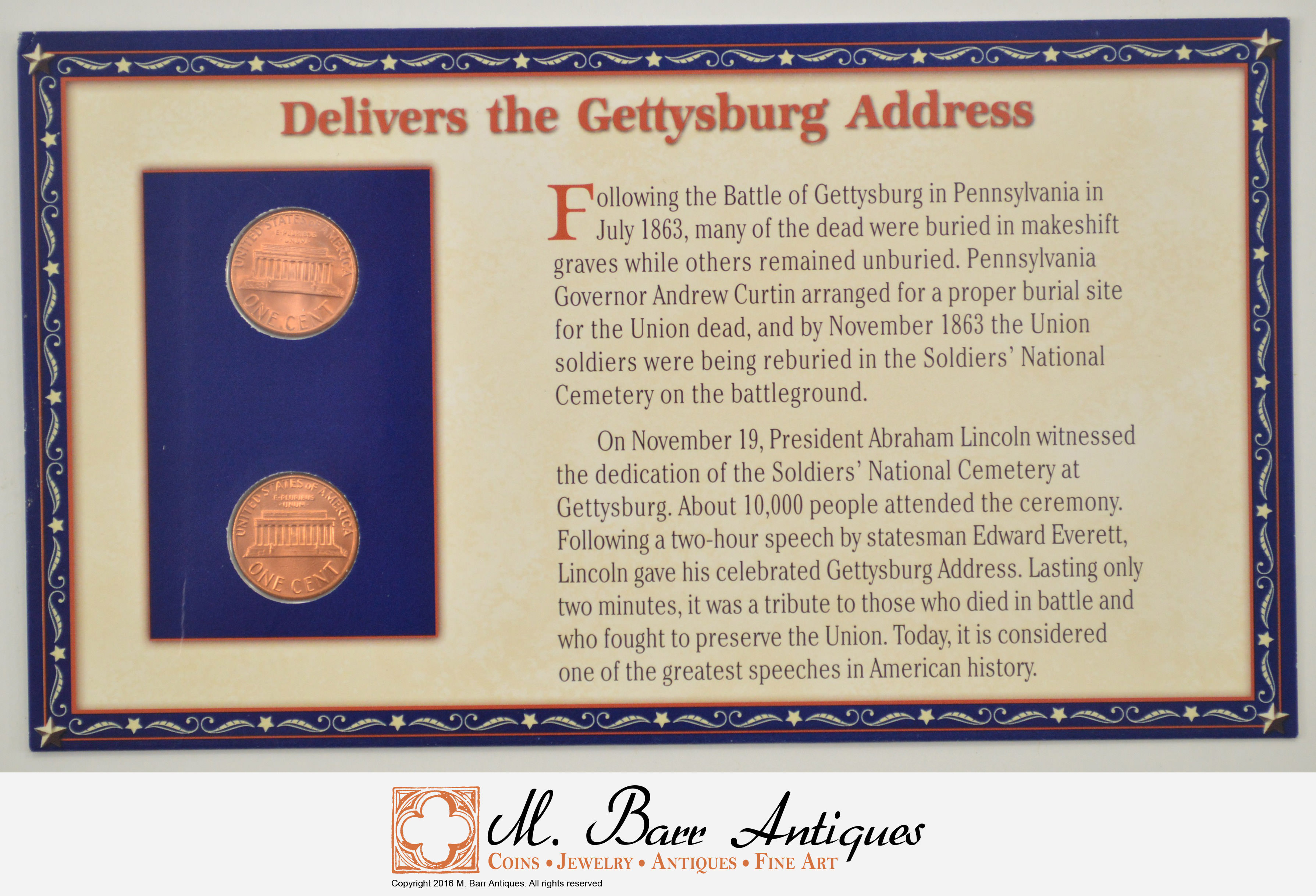 Historic Coin Collection - Delivers The Gettysburg Address*** Nicely ...