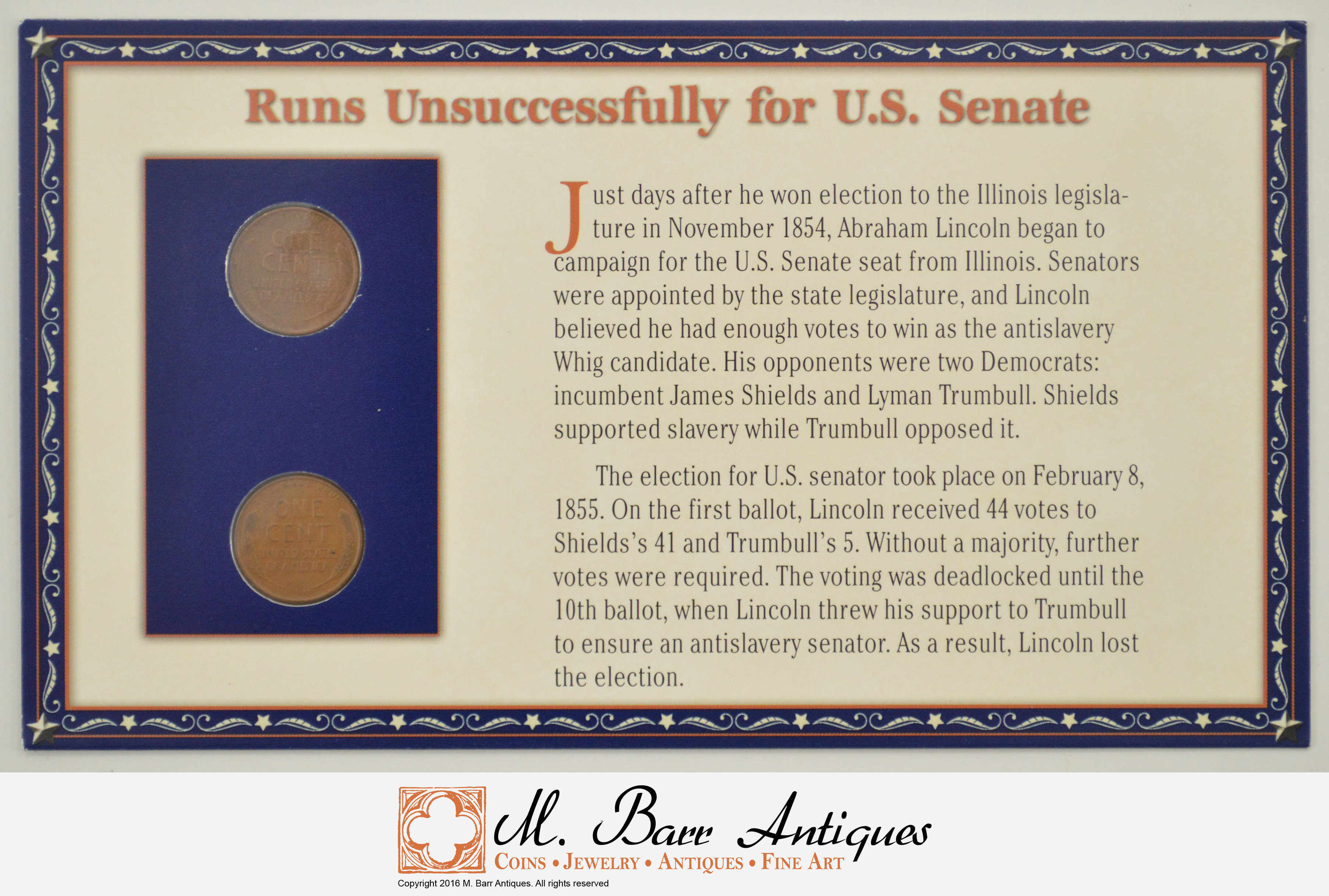 Historic Coin Collection - Runs Unsuccessfully For U.S. Senate ...