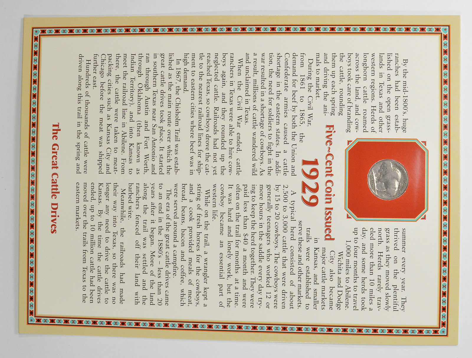 Historic Coin - The Great Cattle Drives Nicely Packed US Coin ...