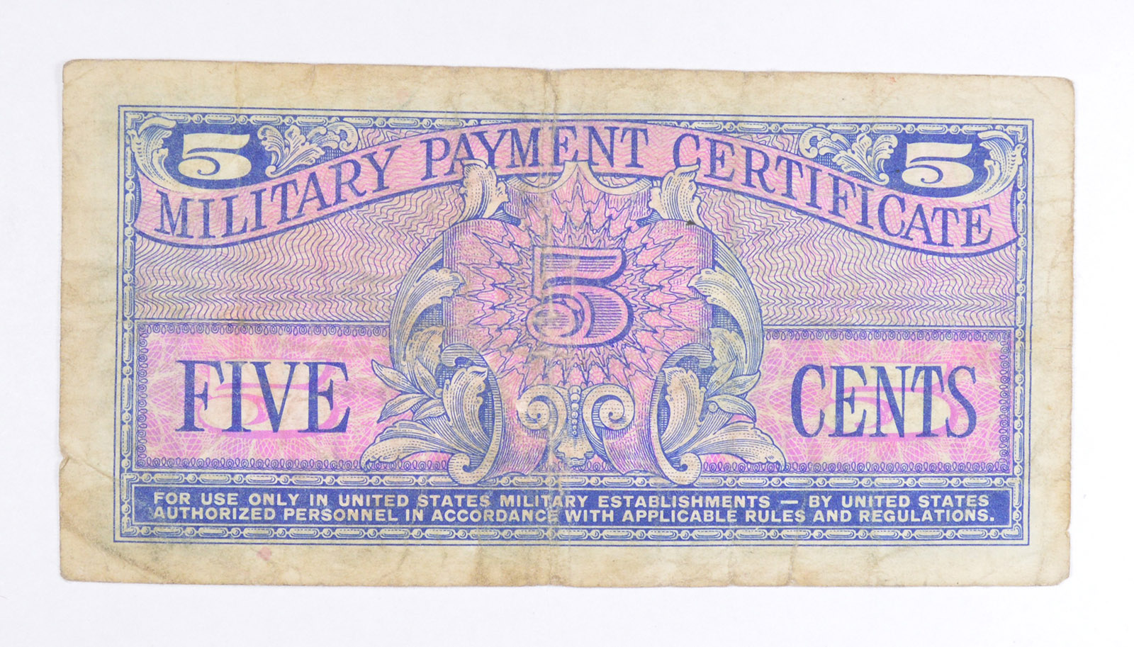Historic United States Military Payment Certificate - Used by Troops ...
