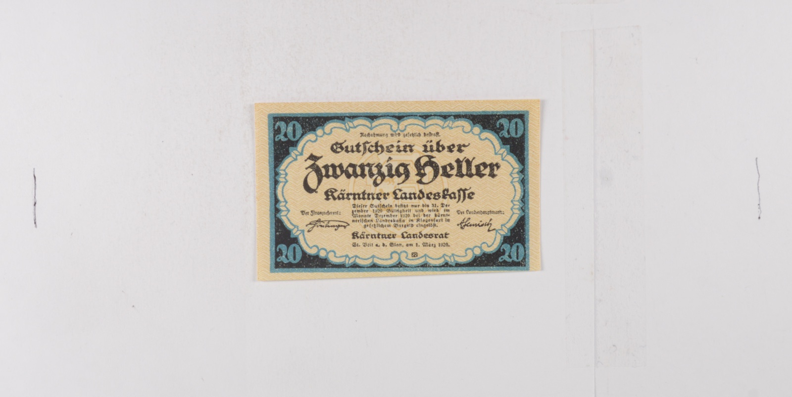 Historic World Bank Note 1920 Austria 20 Heller - Notgeld Collectible ...