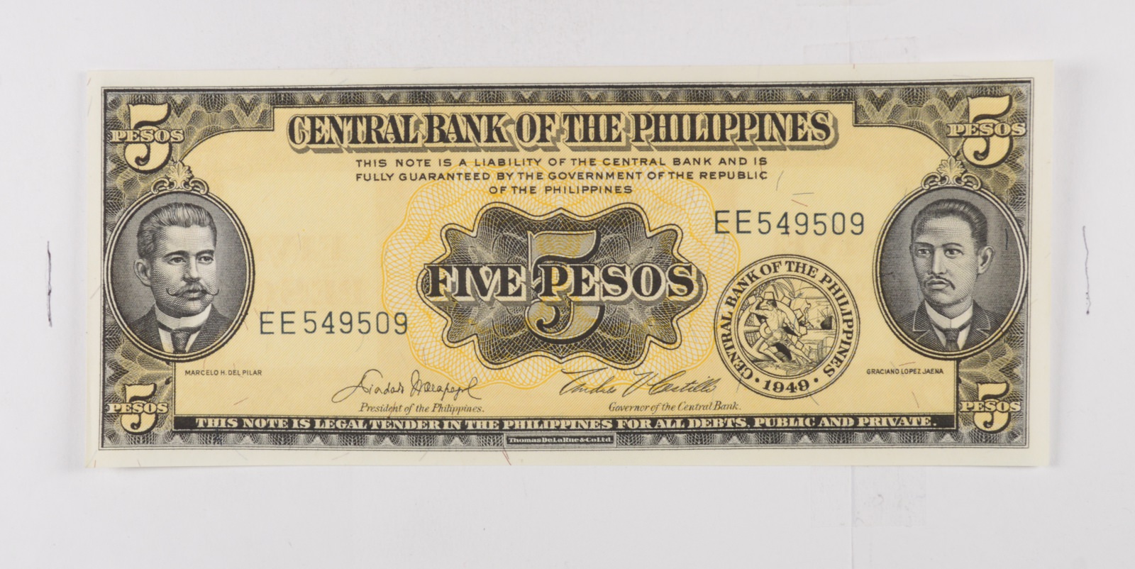 Historic World Bank Note 1949 Philippines 5 Pesos Collectible Currency ...