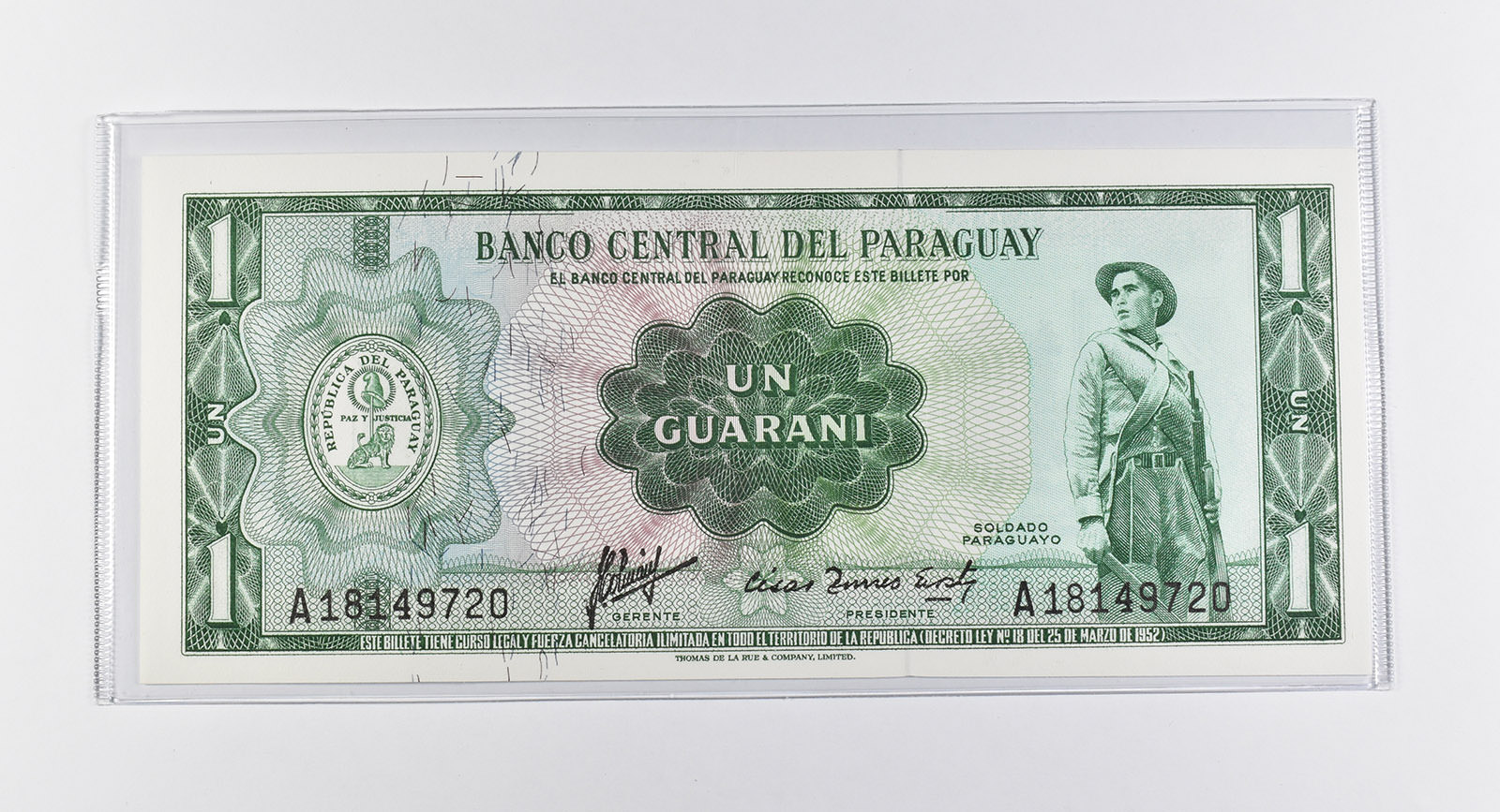 Historic World Bank Note 1952 Paraguay 1 Guarani Collectible Currency ...