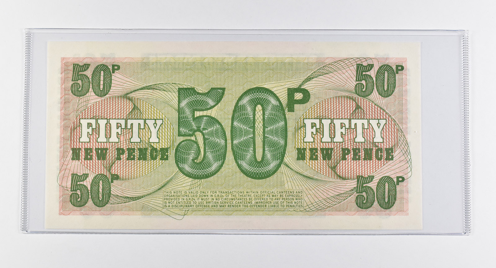 Historic World Bank Note 1972 British Armed Forces 50 New Pence Special ...