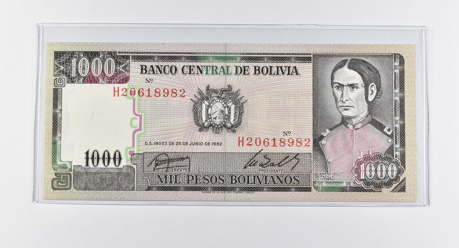 Historic World Bank Note 1982 Bolivia 1000 Bolivianos Collectible ...