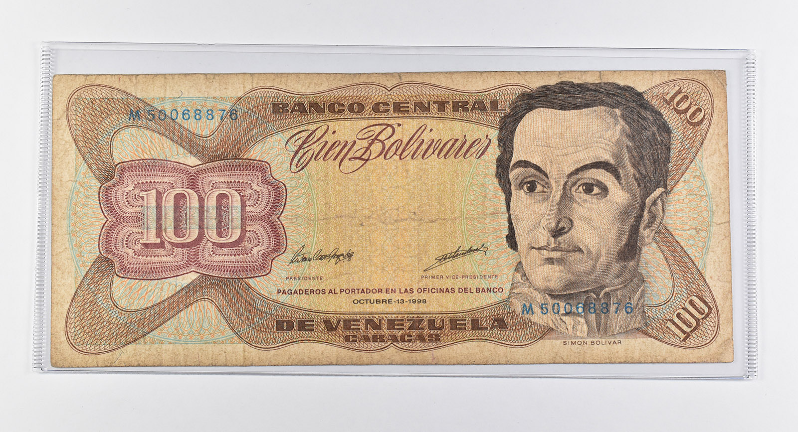 Historic World Bank Note 1998 Venezuela 100 Bolivares Collectible ...