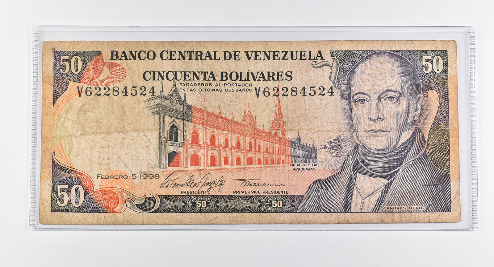 Historic World Bank Note 1998 Venezuela 50 Bolivares Collectible ...