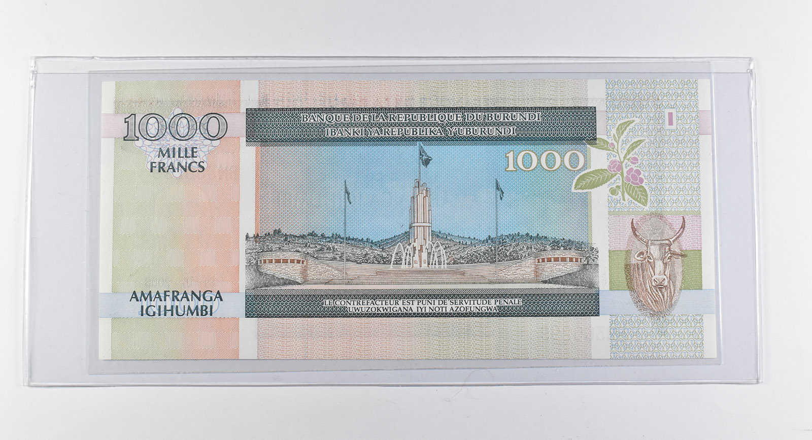 Historic World Bank Note 2000 Burundi 1000 Francs Collectible Currency ...