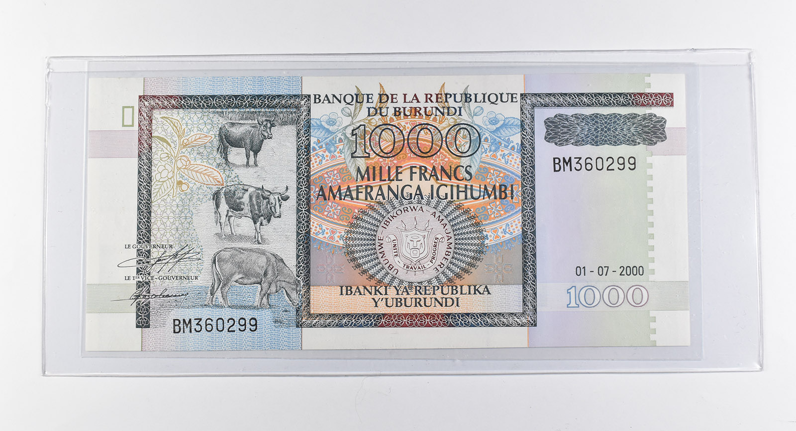 Historic World Bank Note 2000 Burundi 1000 Francs Collectible Currency ...