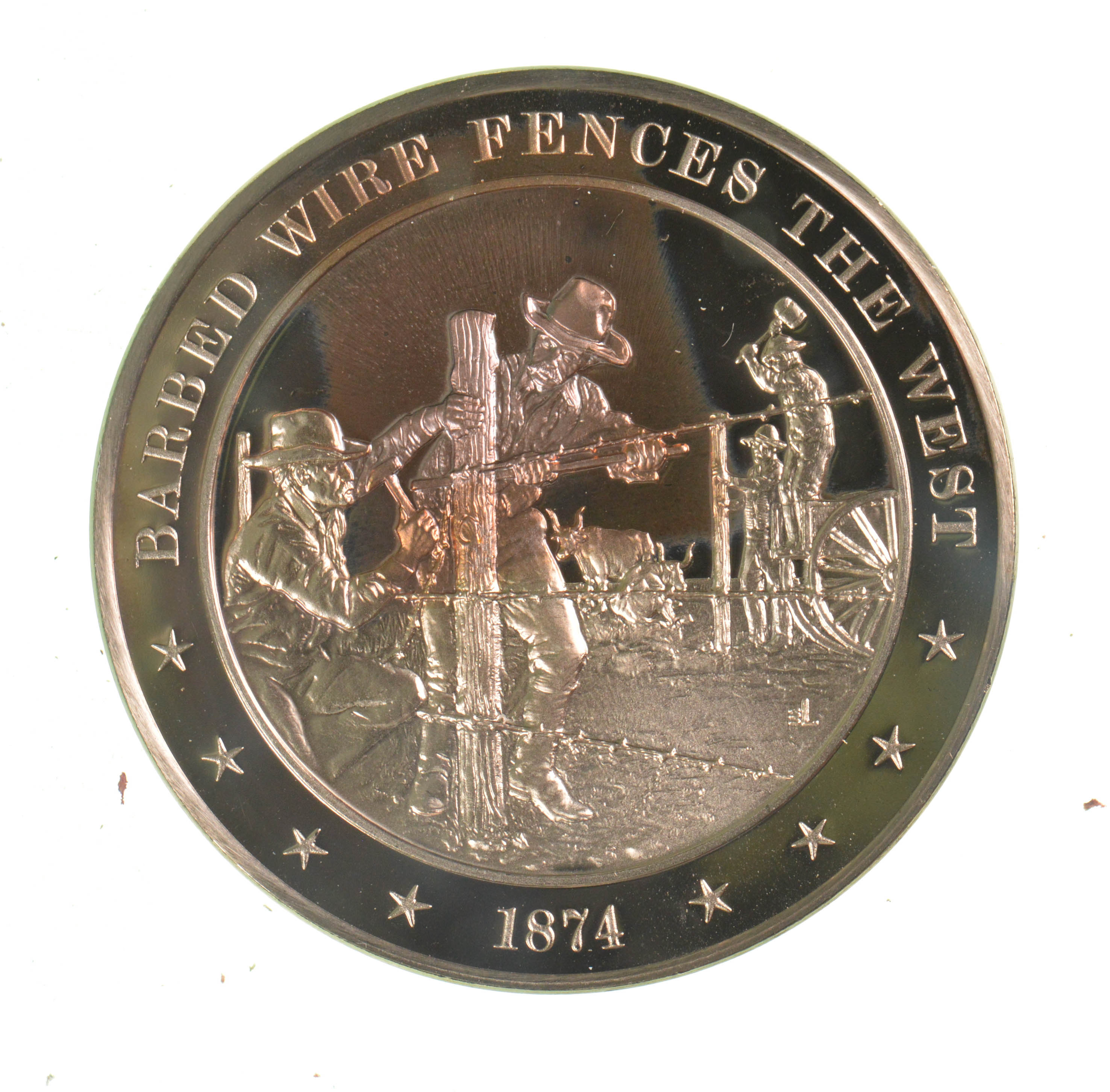 HUGE Bronze Medal Depicting Barbed Wire Fences The West | Property Room
