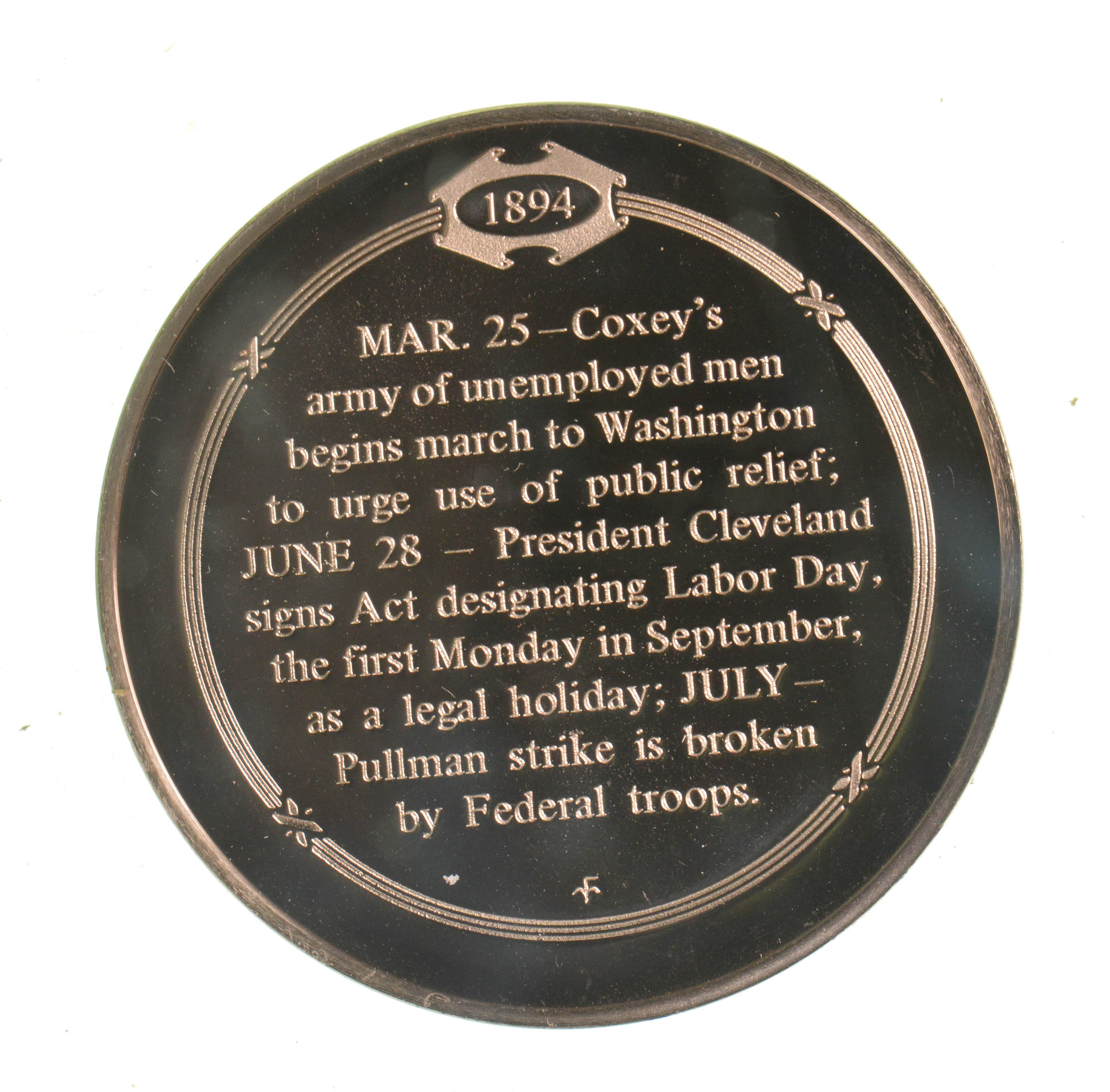 HUGE Bronze Medal Depicting Coxey's Army Marches On Washington ...