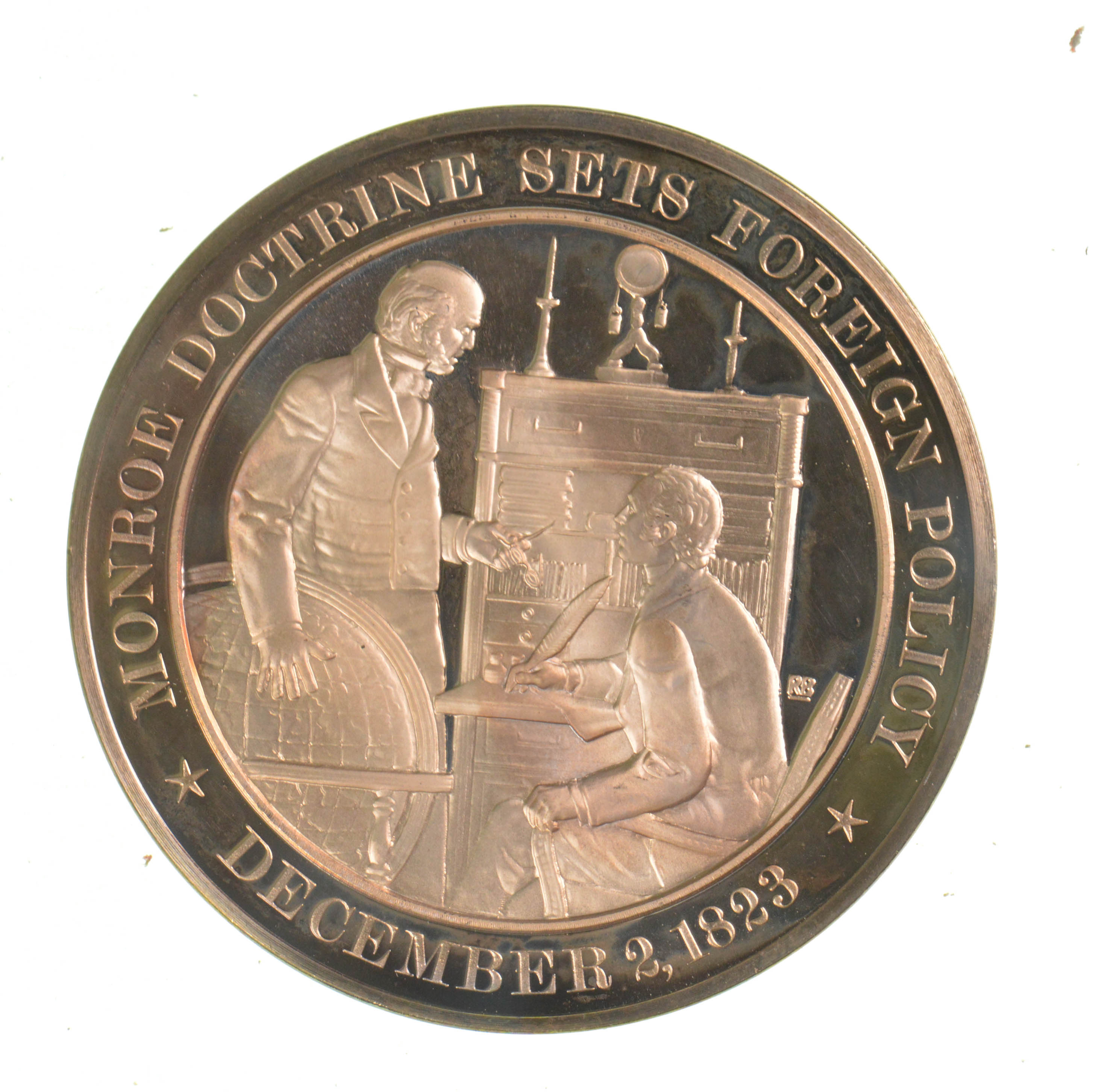 HUGE Bronze Medal Depicting Monroe Doctrine Sets Foreign Policy ...