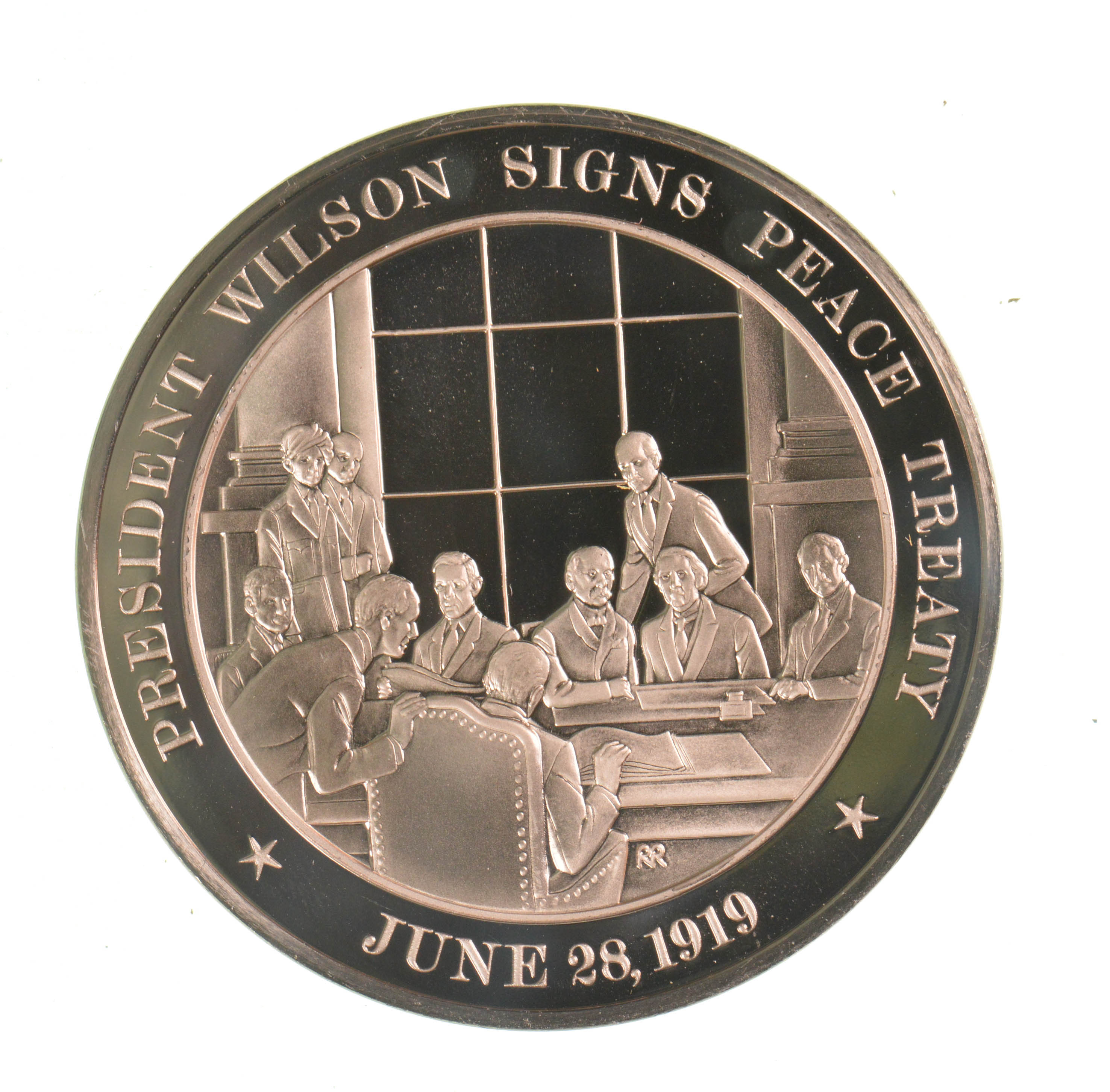 HUGE Bronze Medal Depicting President Wilson Signs Peace Treaty ...