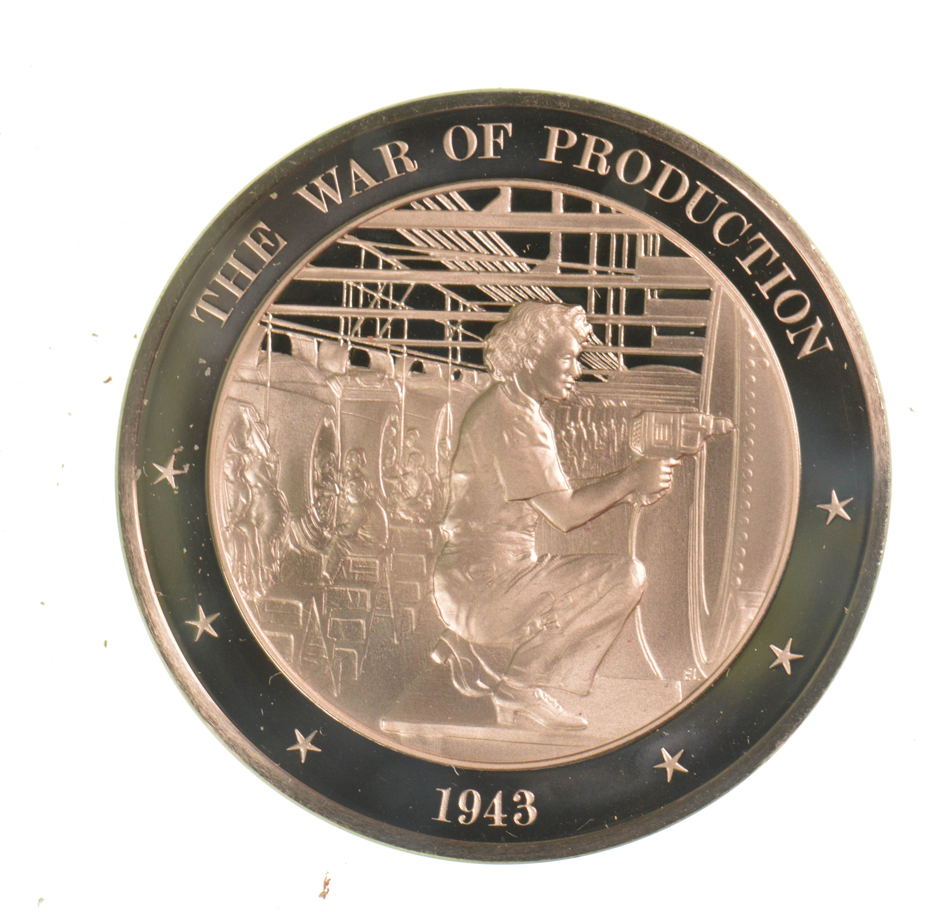 HUGE Bronze Medal Depicting The War Of Production | Property Room