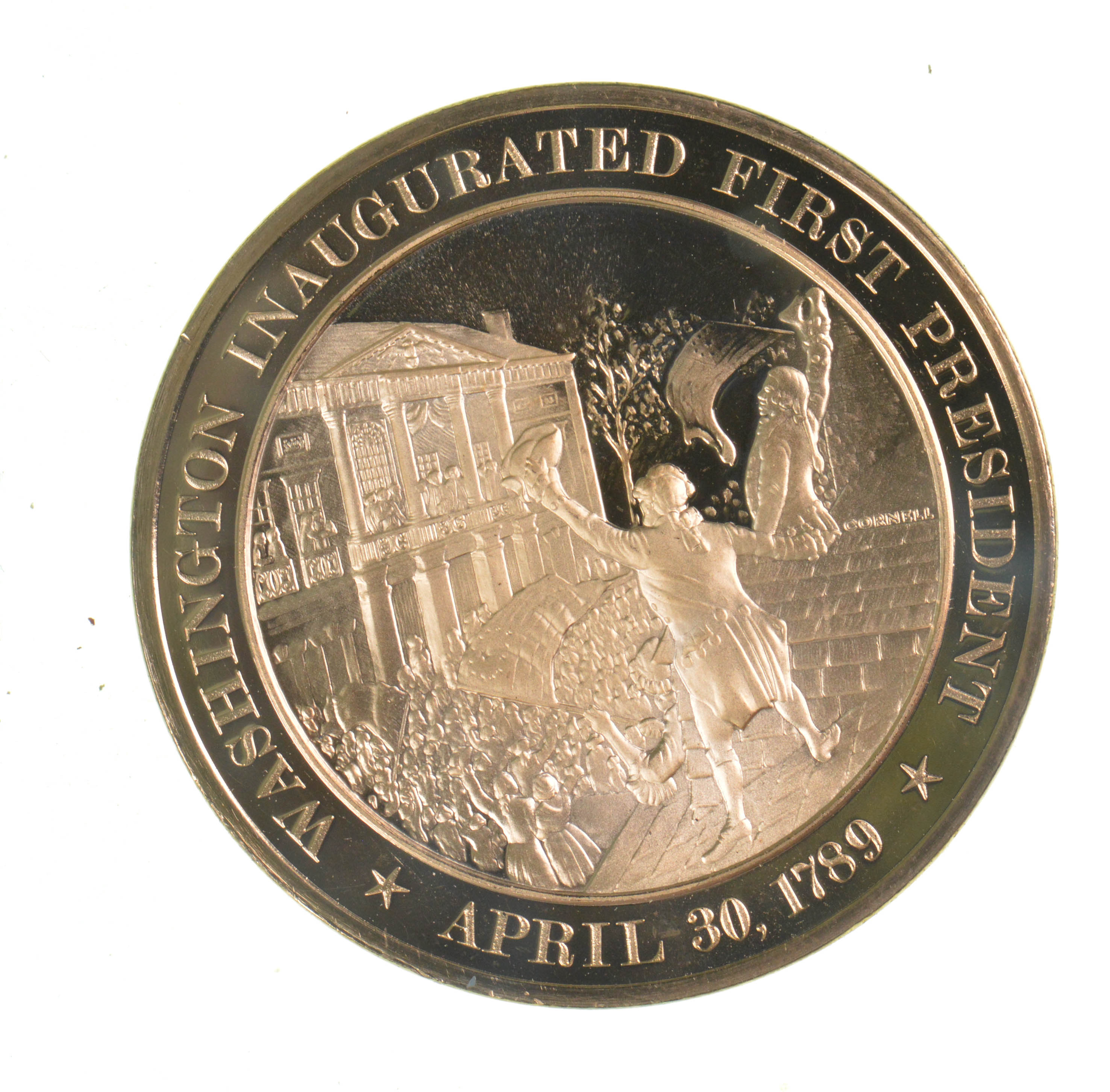 HUGE Bronze Medal Depicting Washington Inaugurated First President ...