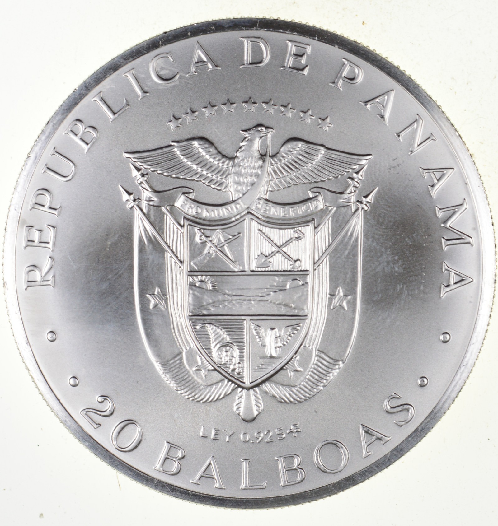 HUGE SILVER 1971 20 Balboas Panama Choice Hockey Puck 3.854 ASW ...