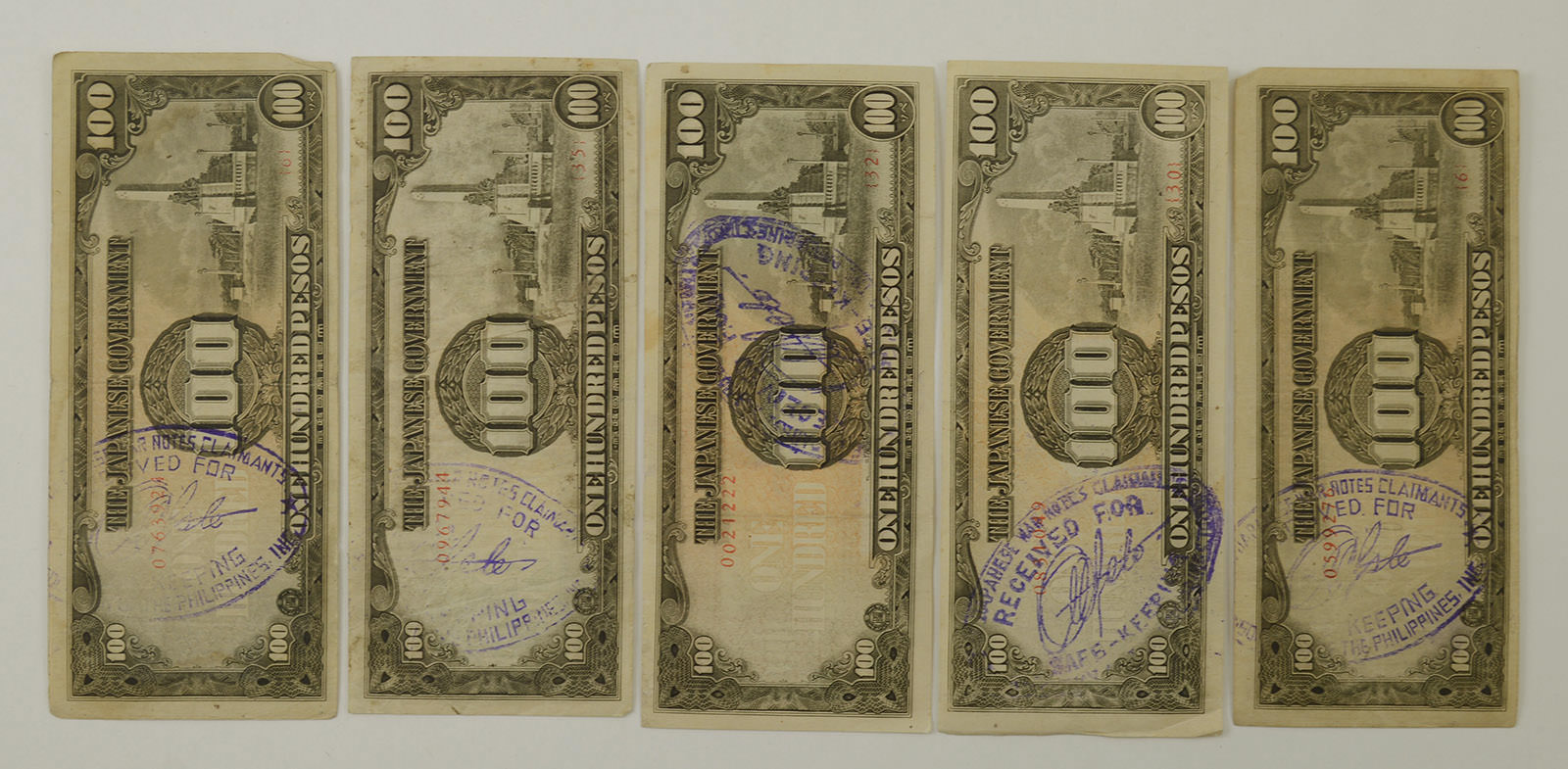 Japanese Invasion Money - Lot of (10) 100 Peso Notes - World War II ...