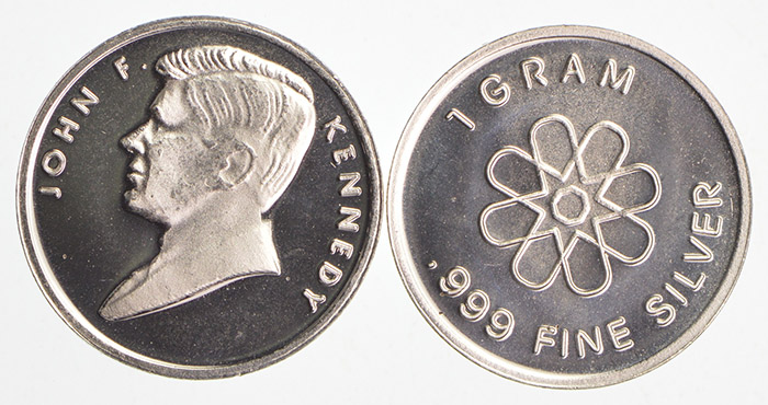 John F. Kennedy Commemorative 1 Gram .999 Fine Silver - Custom Designed ...