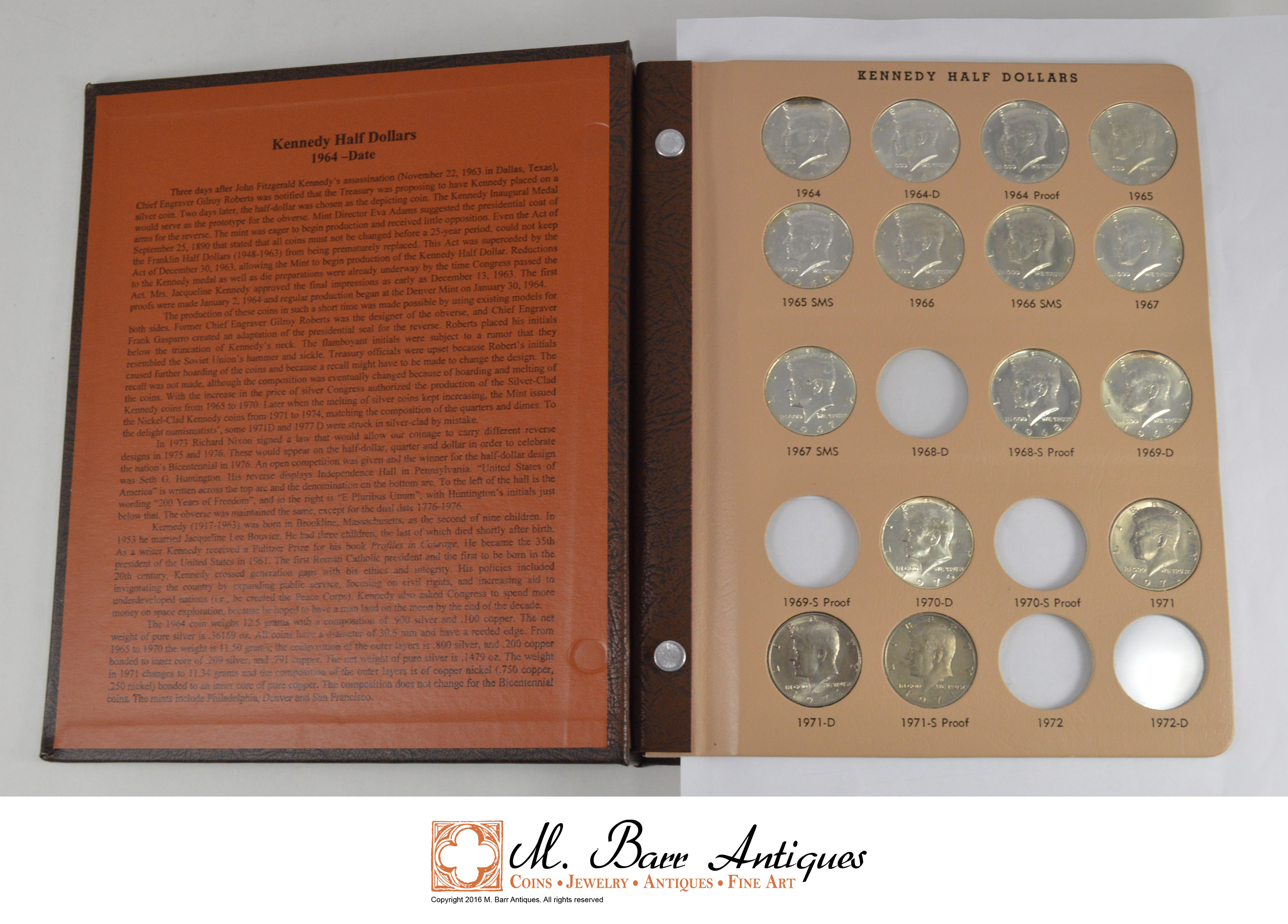 Kennedy Half Dollars 1964-2007 BU Proof Partial Set Coin Book ...