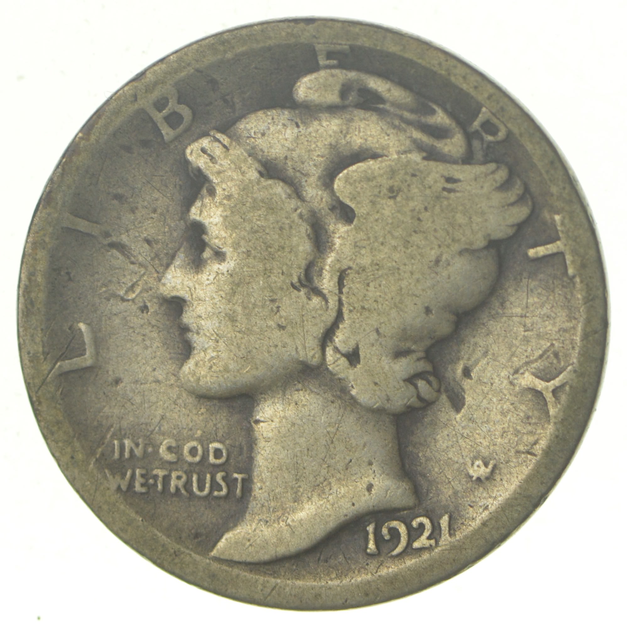 KEY DATE! 1921 Mercury Head Silver United States Dime - Rare | Property ...