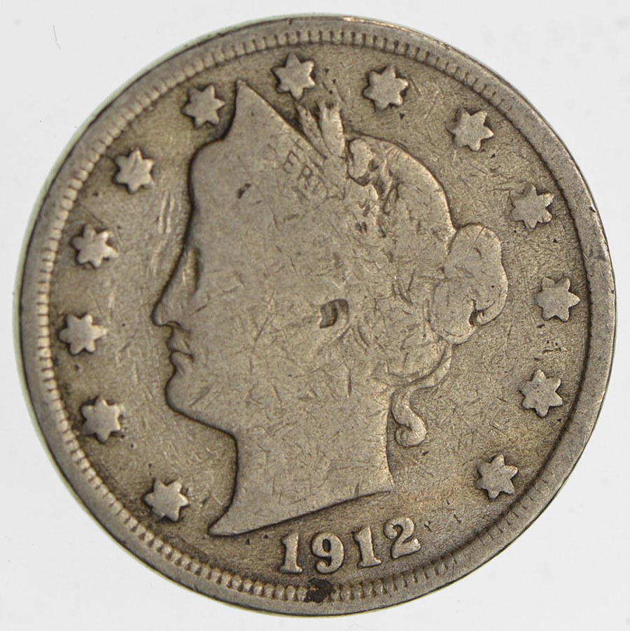 Last Year Issue! 1912 Liberty Head V Nickel - Circulated Condition ...