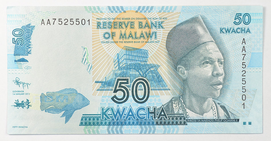 Limited Edition African Reserve Bank Of Malawi Fifty Kwacha Note ...