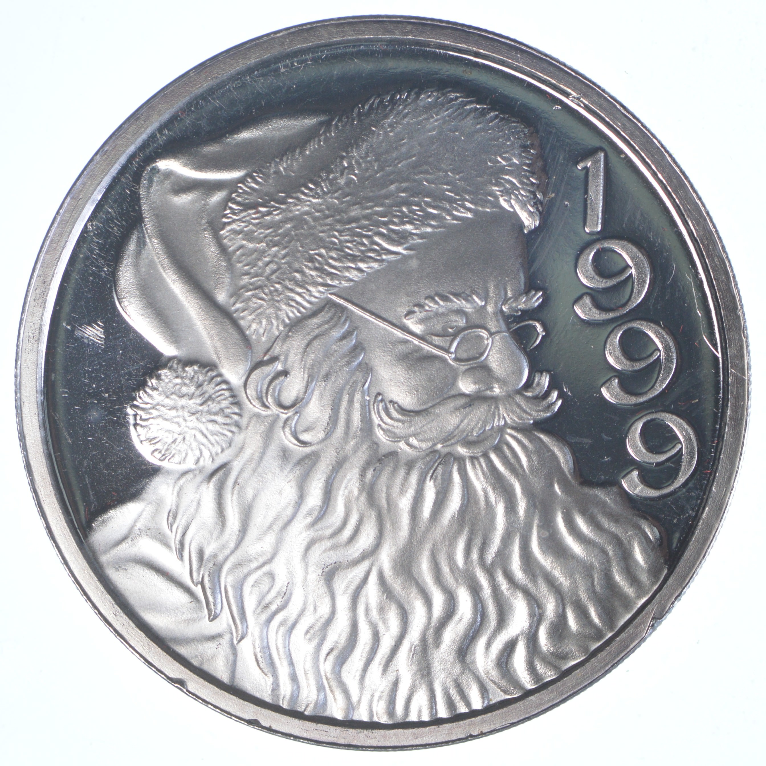 Limited SILVER 1 Oz Round 1999 Christmas Ornament Santa Claus .999 Fine ...