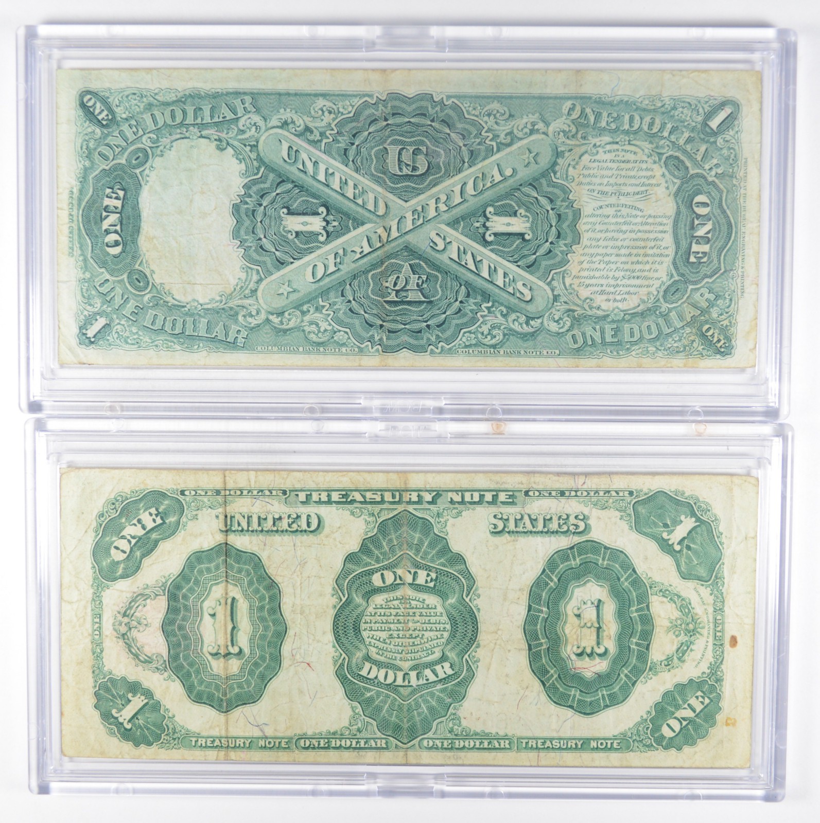 Lot (2) 1880 $1 Legal Tender & 1891 Treasury Large Size Notes ...