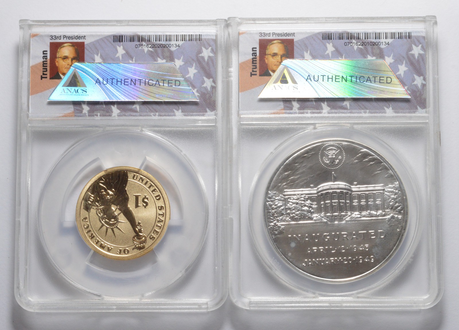 Lot (2) Truman Coin & Chronicles 2-Coin Set - Graded ANACS | Property Room