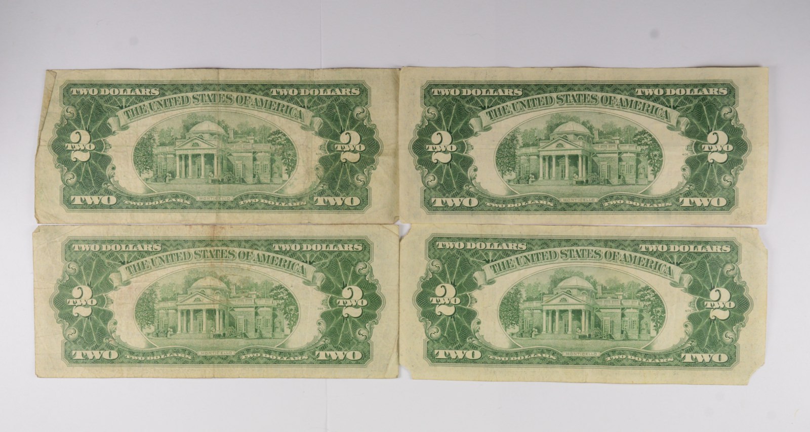 Lot 4 Red Seal $2 US 1953 or 1963 Notes - Currency Collection Legal ...