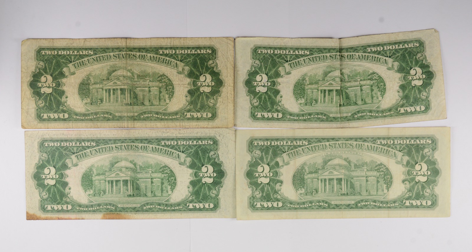 Lot 4 Red Seal $2 US 1953 or 1963 Notes - Currency Collection Legal ...