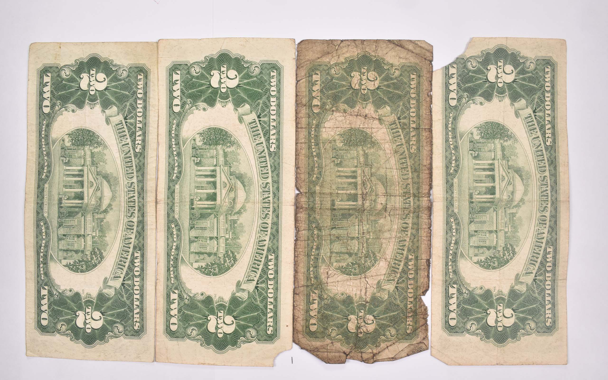 Lot 4 Red Seal $2 US 1953 or 1963 Notes - Currency Collection Legal ...