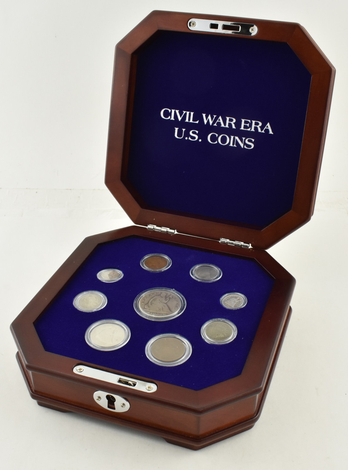 Lot (9) 1853-1865 Civil War Era U.S. Coins Collection Display Box ...