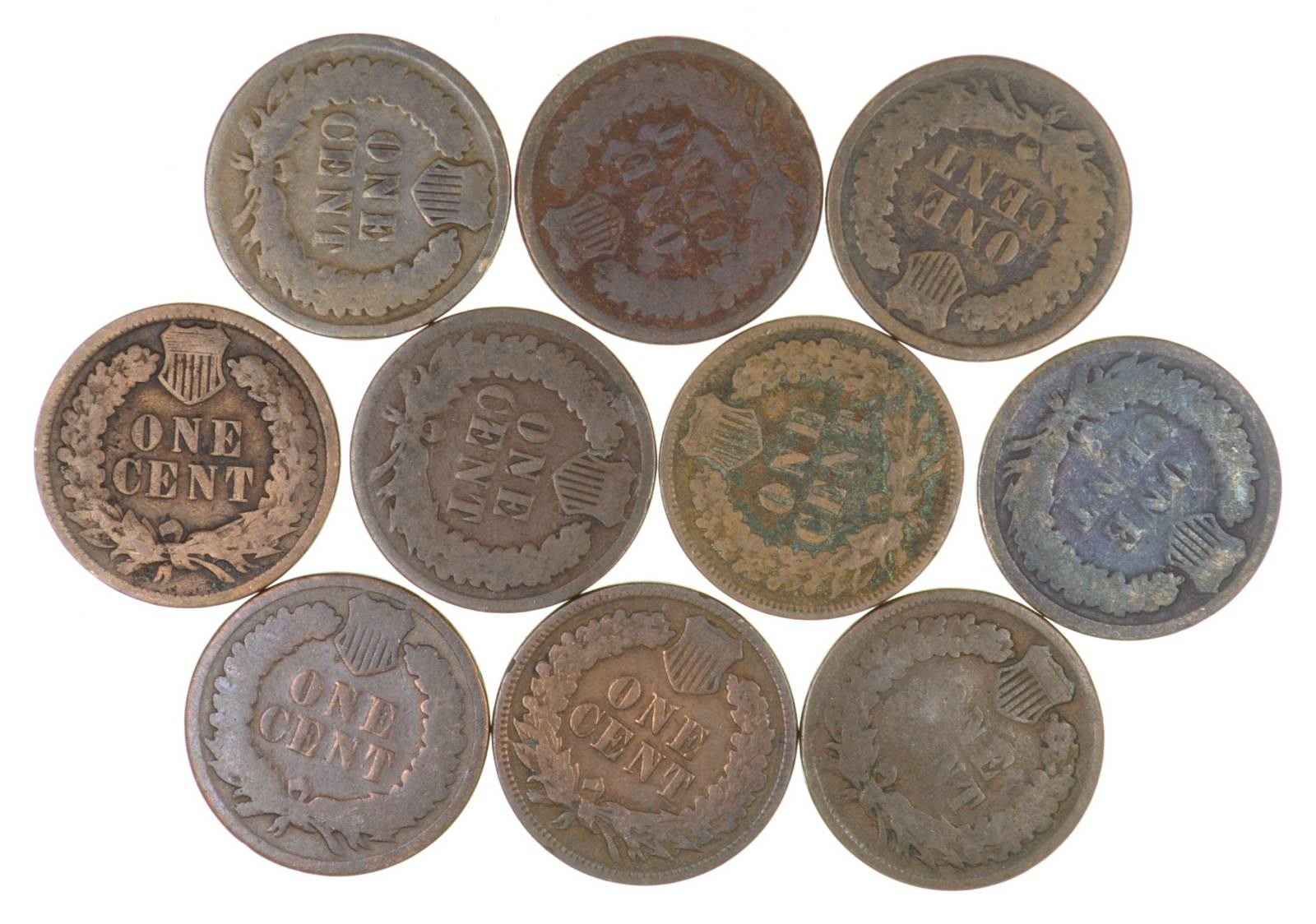Lot of 10 1800's 1880-1889 Indian Head Penny Cents - US Coin Collection ...