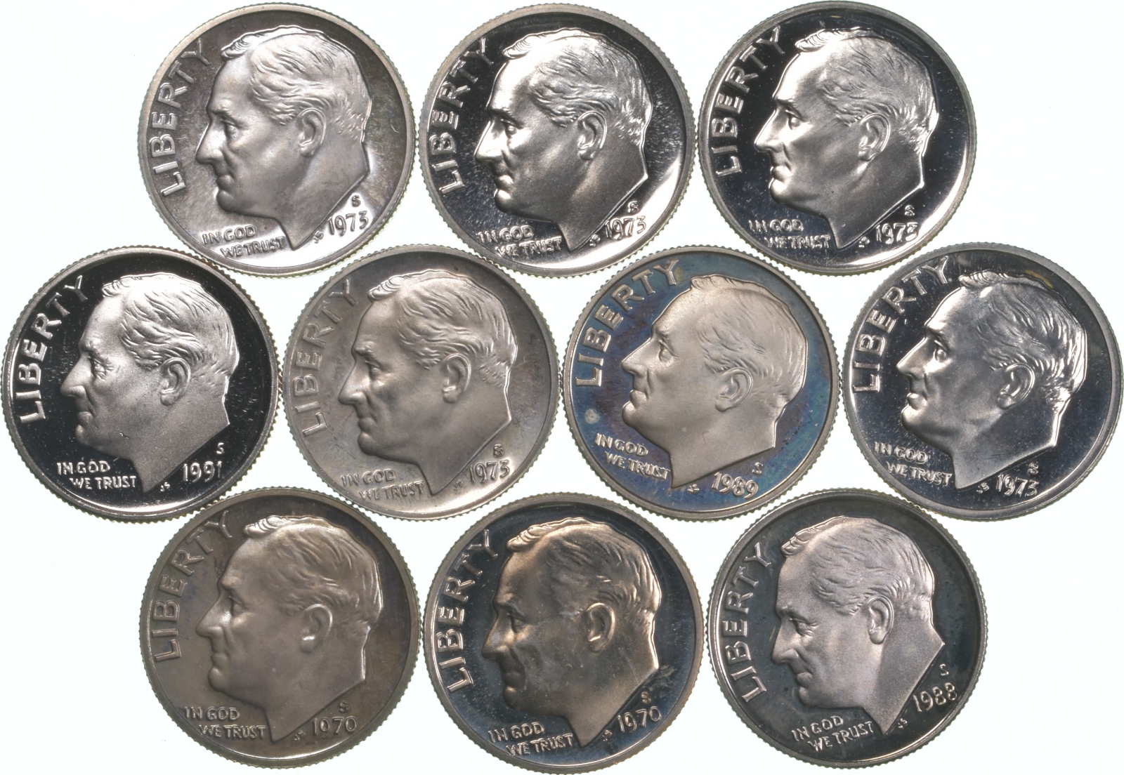 Lot of 10 PROOF Roosevelt Dimes $1 Face PROOF - You get them ALL ...