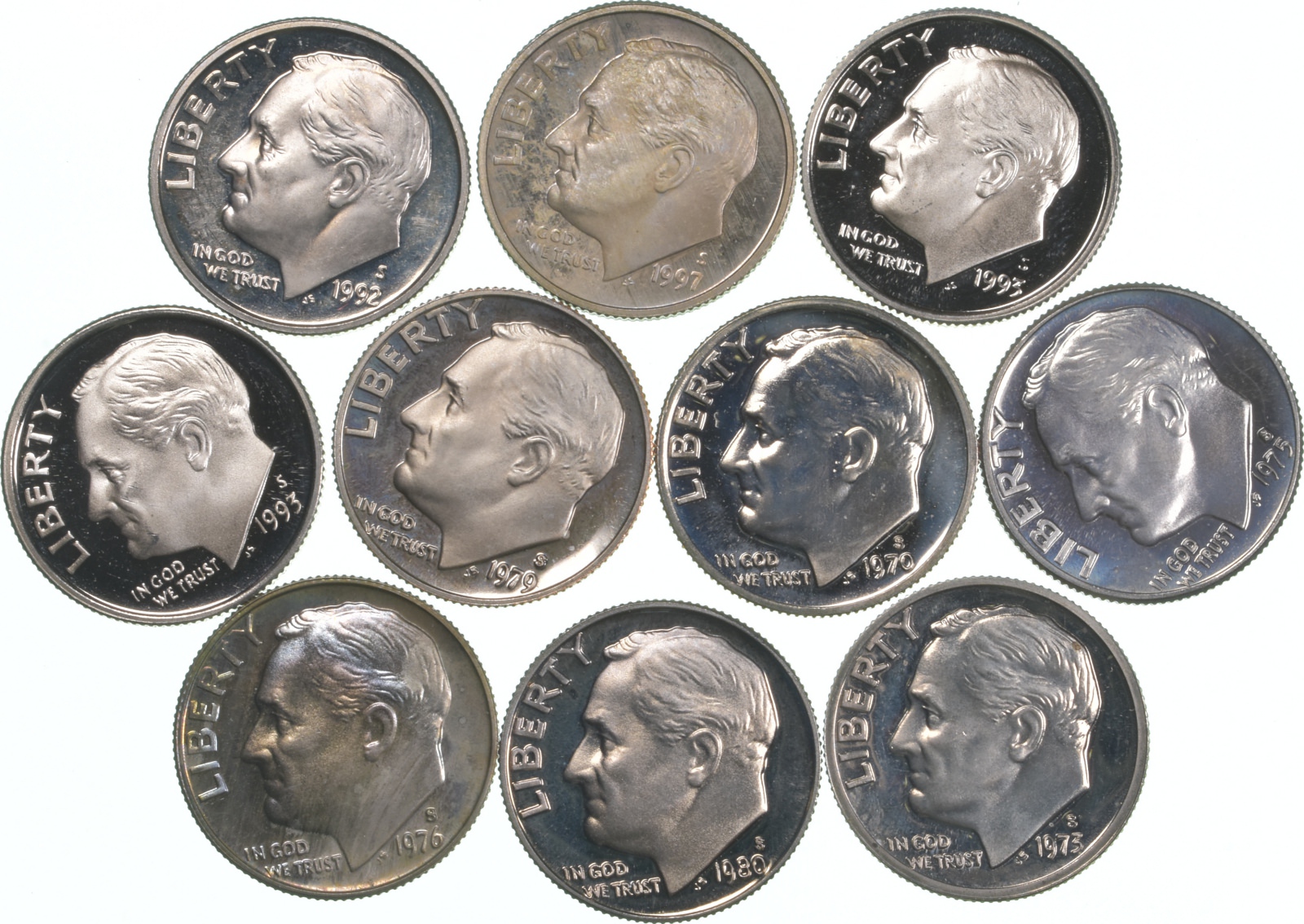 Lot of 10 PROOF Roosevelt Dimes $1 Face PROOF - You get them ALL ...