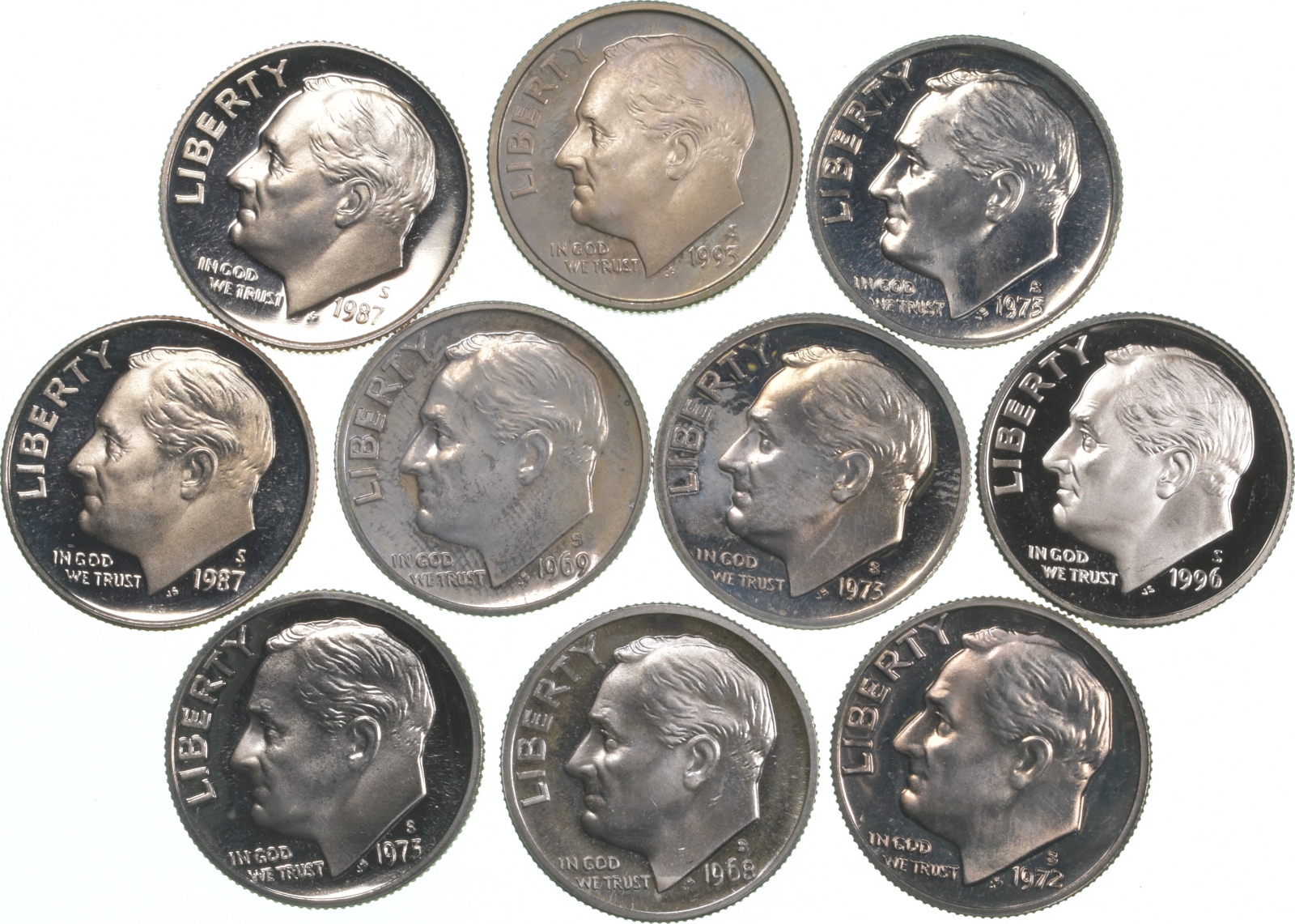 Lot of 10 PROOF Roosevelt Dimes $1 Face PROOF - You get them ALL ...