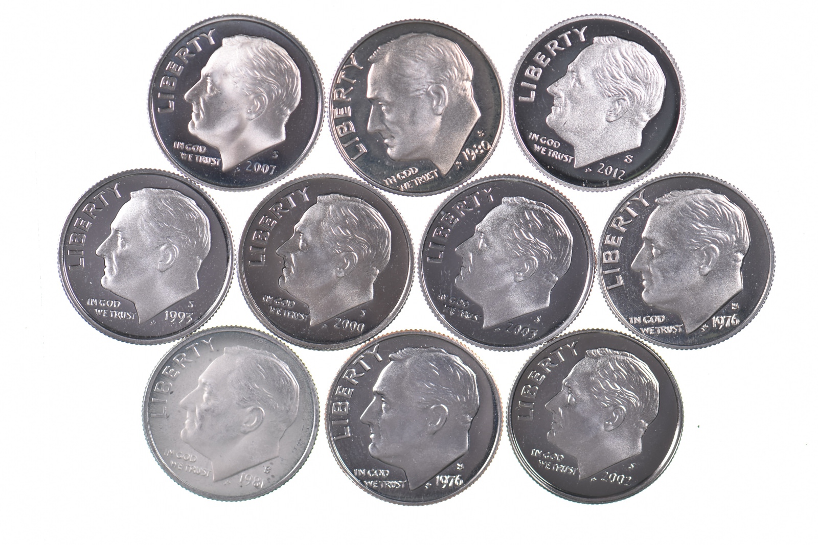 Lot of 10 PROOF Roosevelt Dimes $1 Face PROOF - You get them ALL ...