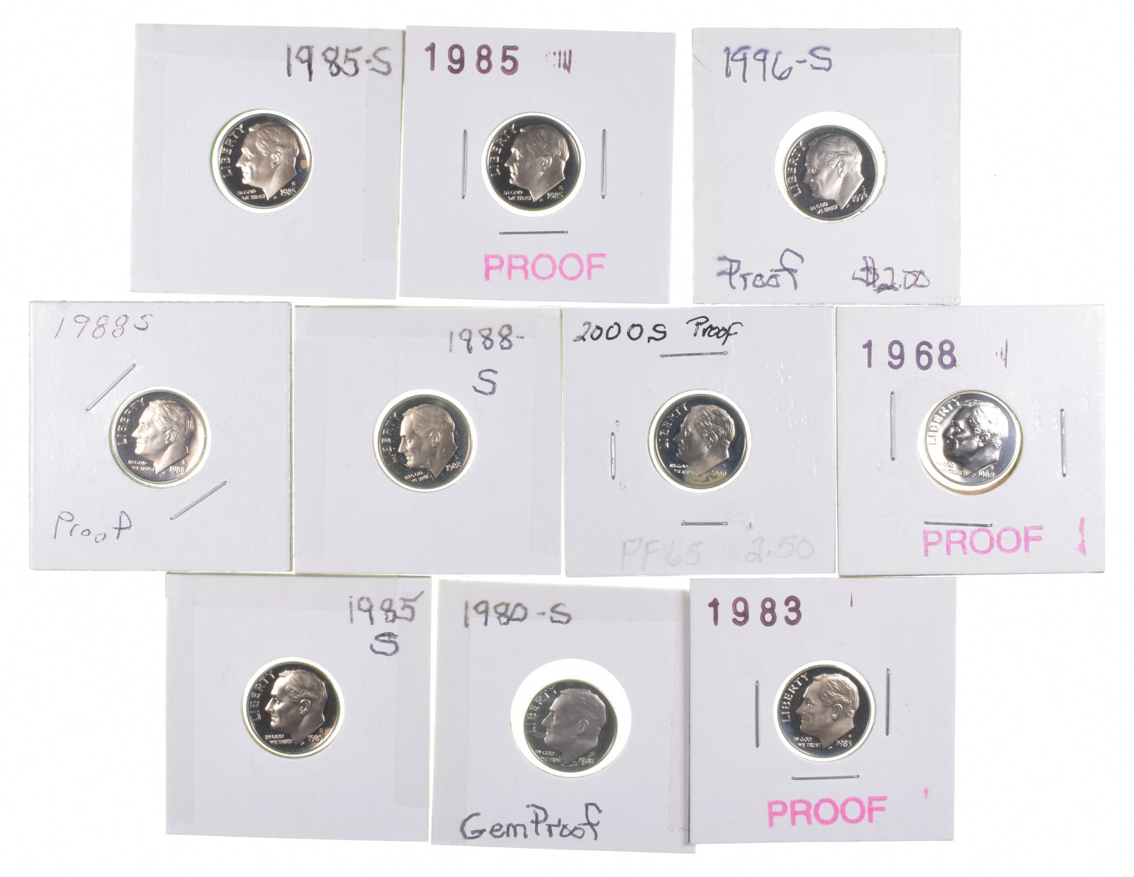 Lot of 10 PROOF Roosevelt Dimes $1 Face PROOF - You get them ALL ...