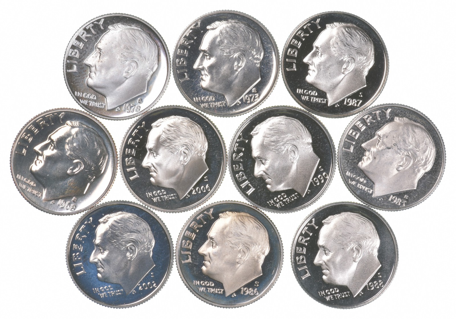 Lot of 10 PROOF Roosevelt Dimes $1 Face PROOF - You get them ALL ...