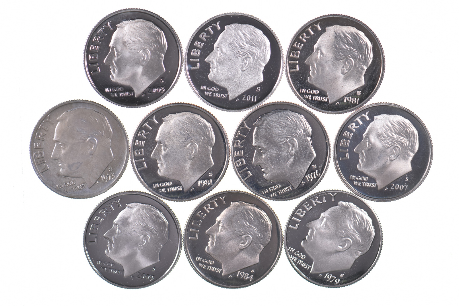 Lot of 10 PROOF Roosevelt Dimes $1 Face PROOF - You get them ALL ...