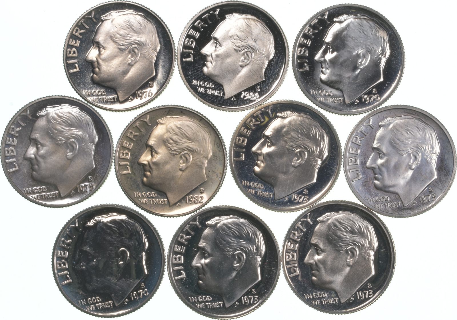 Lot of 10 PROOF Roosevelt Dimes $1 Face PROOF - You get them ALL ...