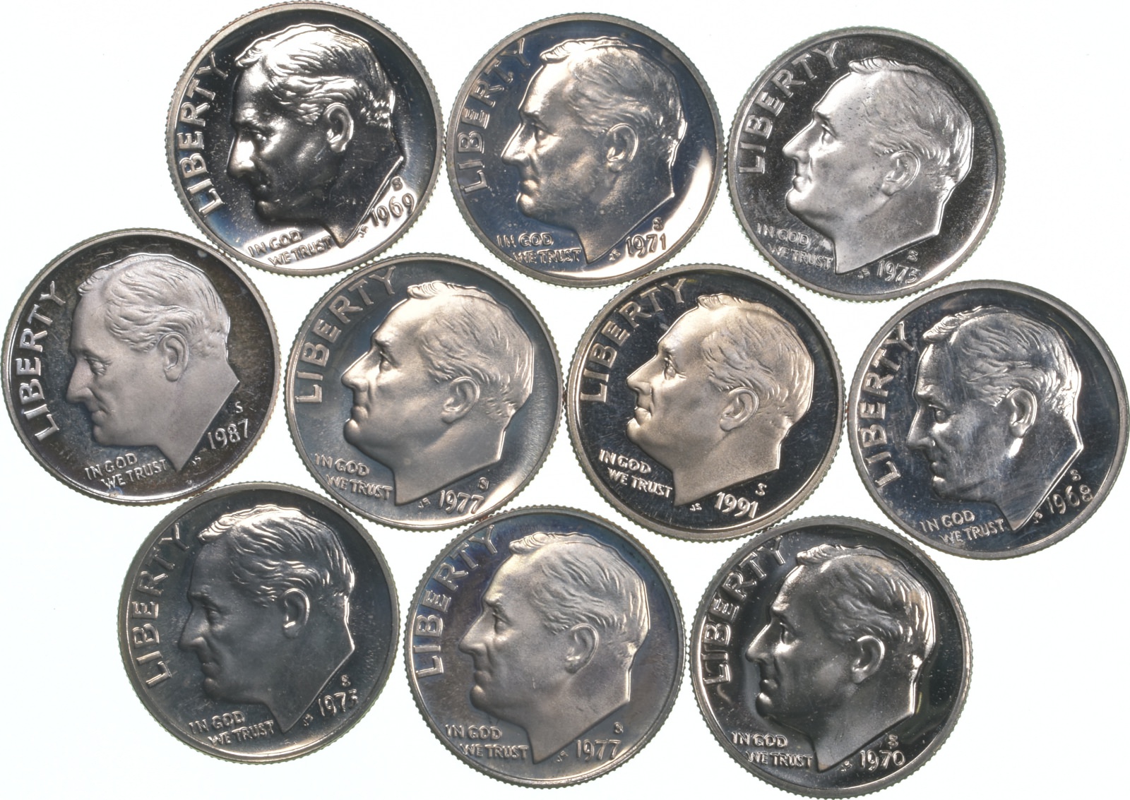 Lot of 10 PROOF Roosevelt Dimes $1 Face PROOF - You get them ALL ...