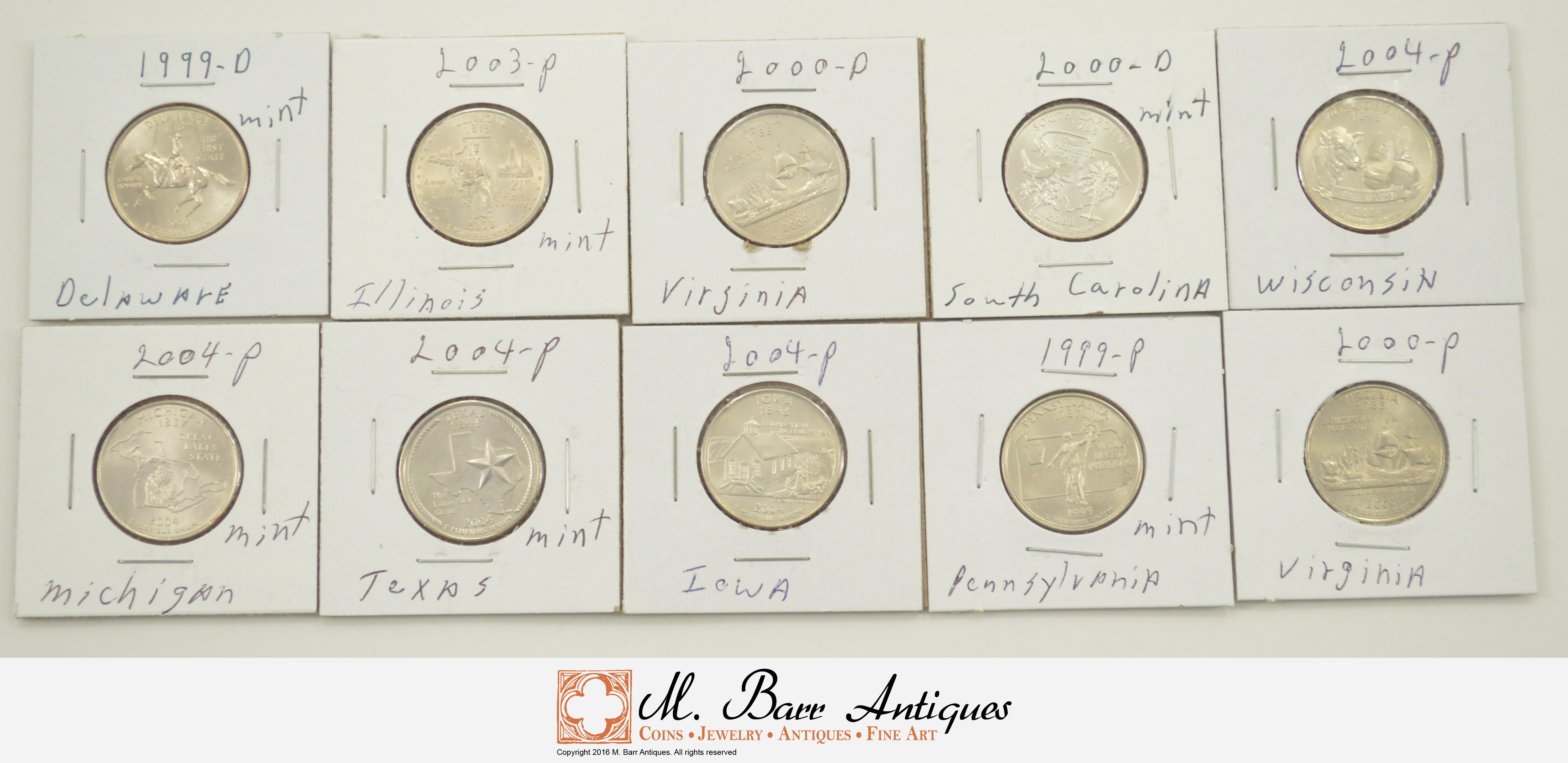 Lot of 10 Washington Quarters - Mostly State Quarters | Property Room