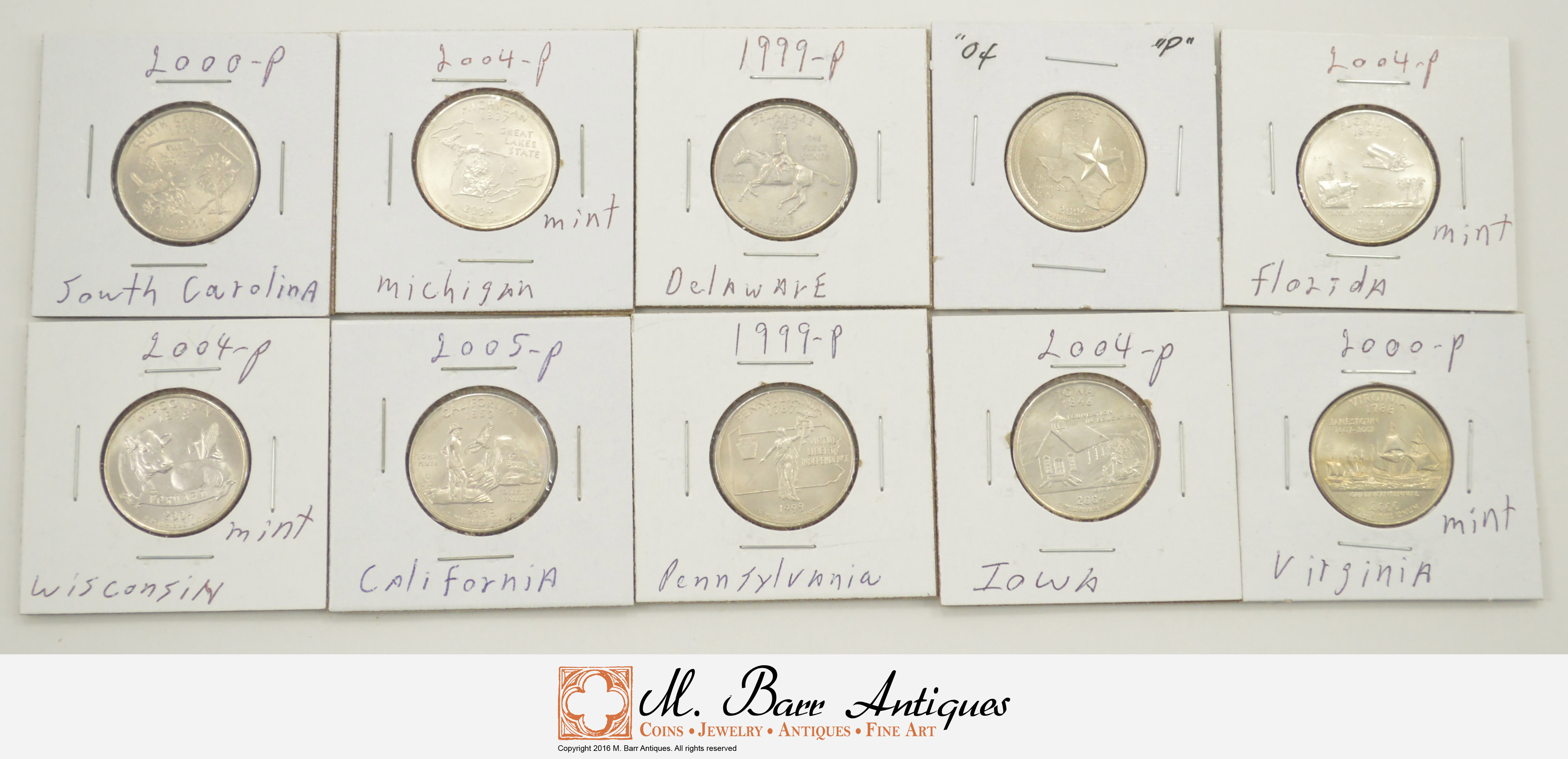 Lot of 10 Washington Quarters - Mostly State Quarters | Property Room