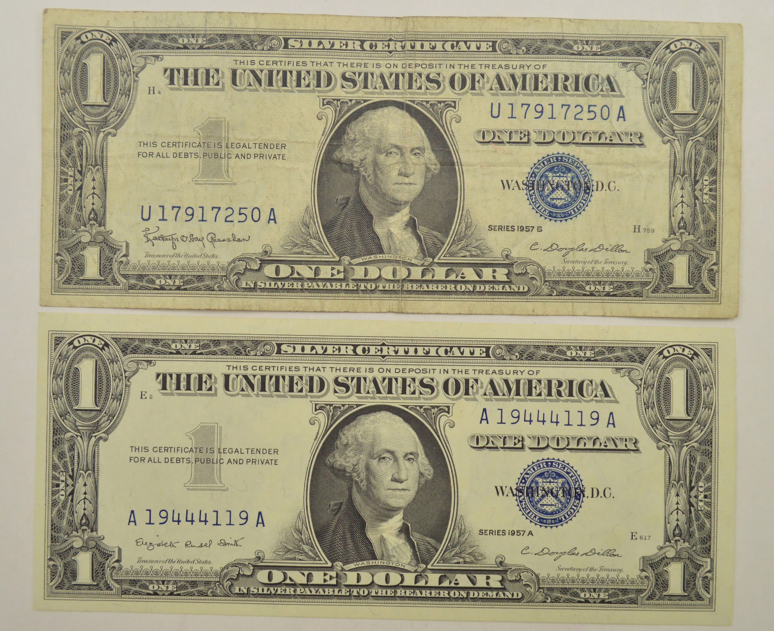 Lot of 1957-A & 1957-B $1.00 Silver Certicate Paper Money | Property Room